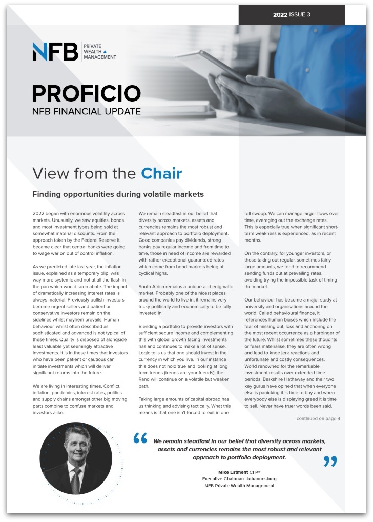 View from the Chair - Proficio 2022 Issue 3